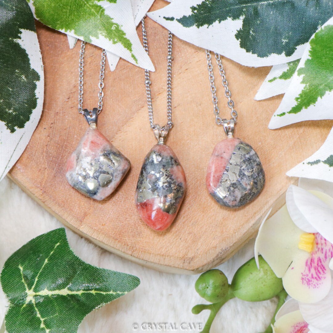 Wagnerite Triplite Pyrite Pendant Necklace Rock Crystal Sterling Silver ...