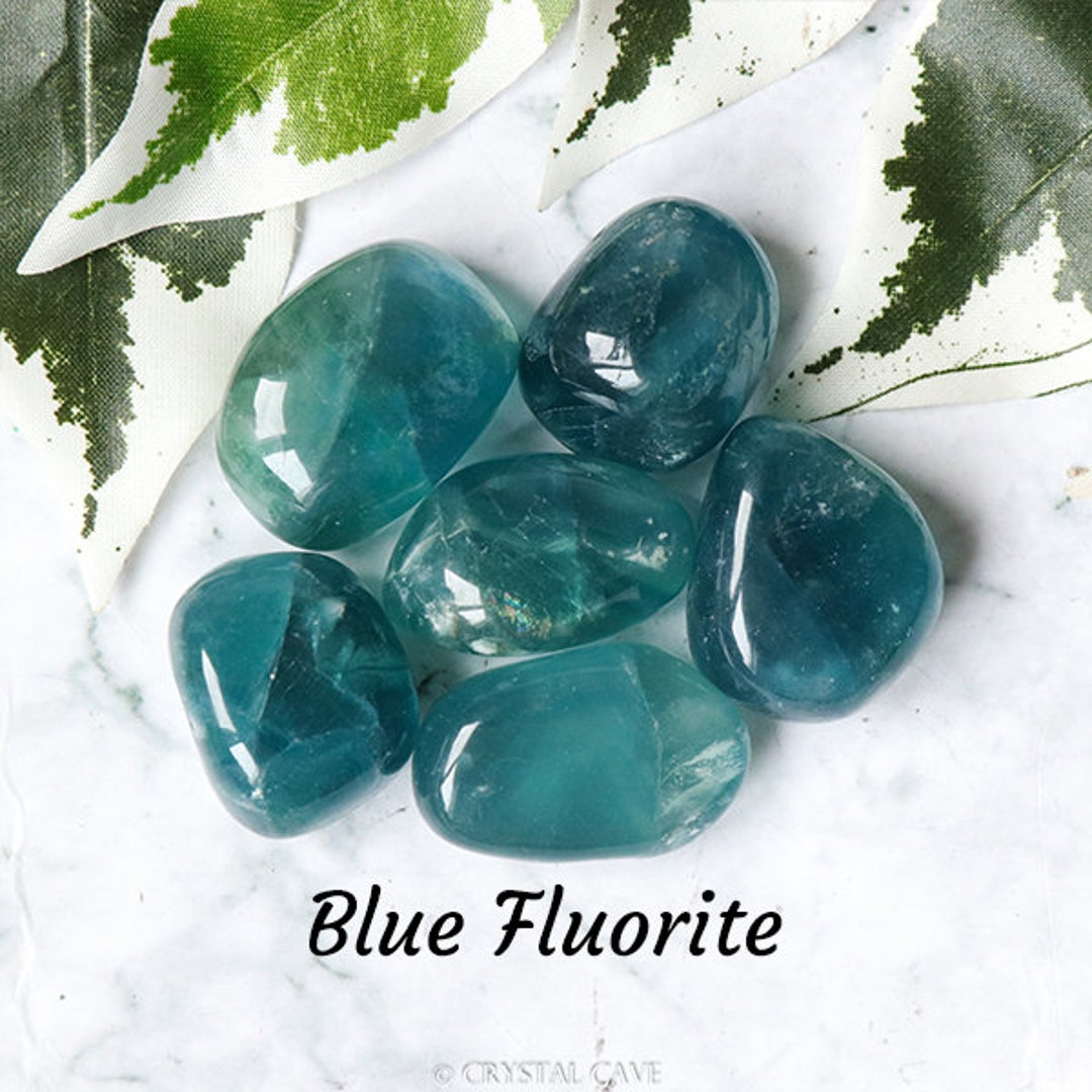 Blue Fluorite Crystal Tumbled Stone Polished Gemstone / Expression ...