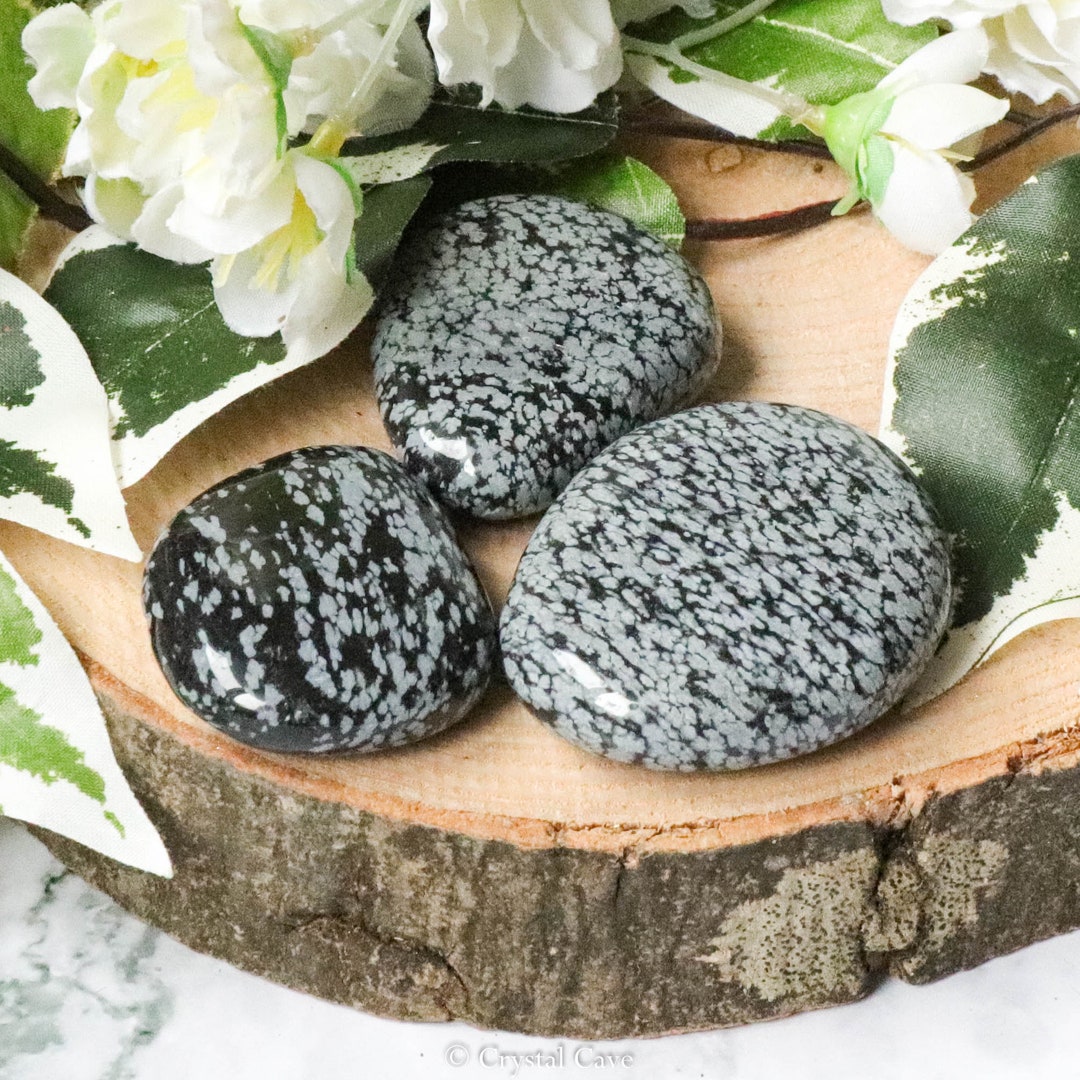 Snowflake Obsidian Pocket Stone - Palm Stone Hand Stone Cabochon ...