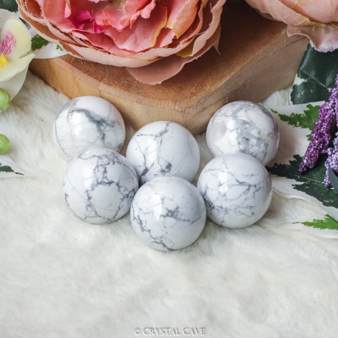 Howlite Sphere Crystal Carving / 3cm 30mm Orb Ball Stone Gemstone ...