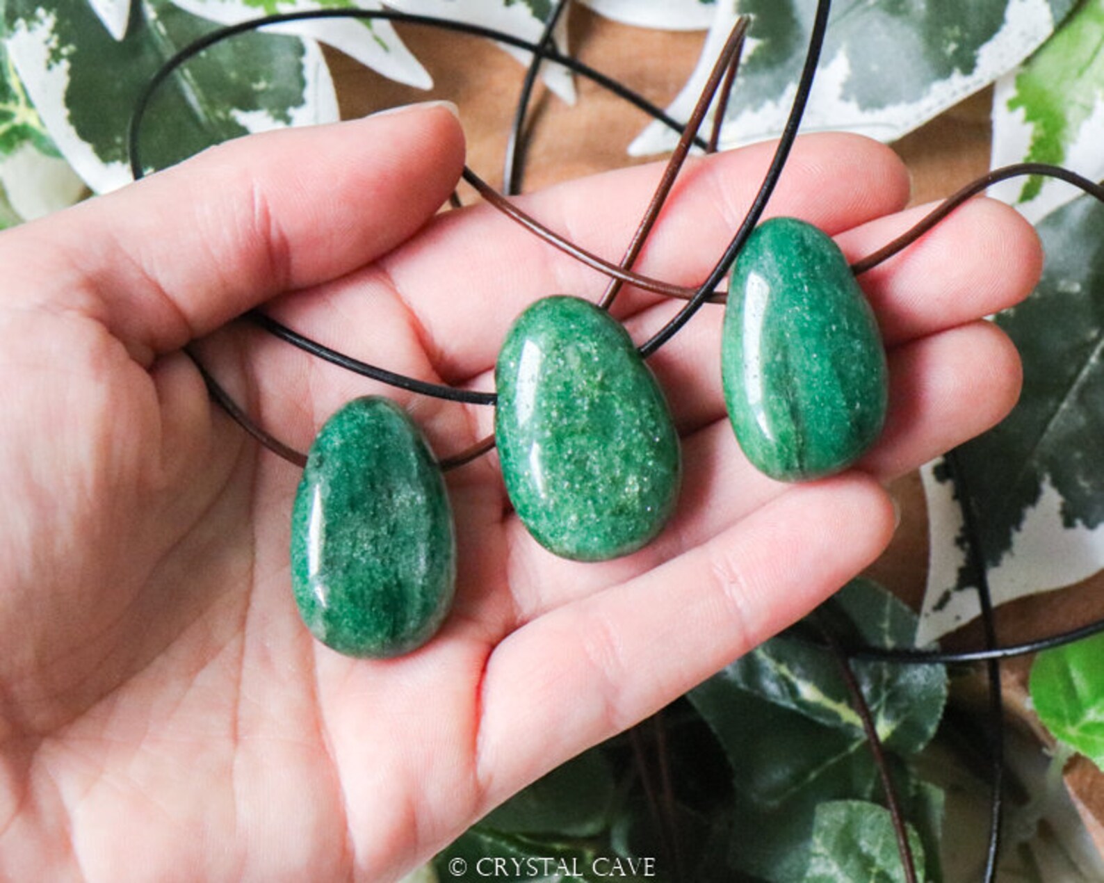 Fuchsite Necklace Pendant / Drilled Stone Polished Crystal Jewelry Oval ...