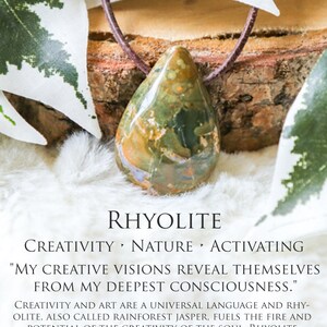 Rhyolite Necklace Pendant / Rainforest Jasper Drilled Stone Polished ...