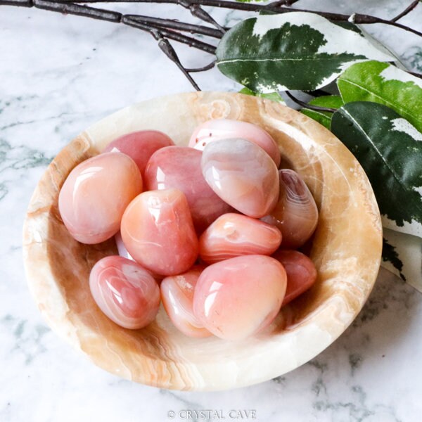 Pink Apricot Agate Crystal Tumbled Stone Polished Stone - Etsy