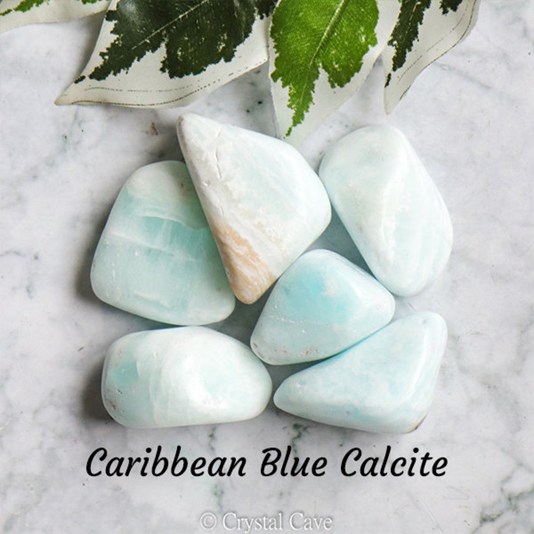 Caribbean Blue Calcite Crystal - Tumbled Stone - Polished Stone ...