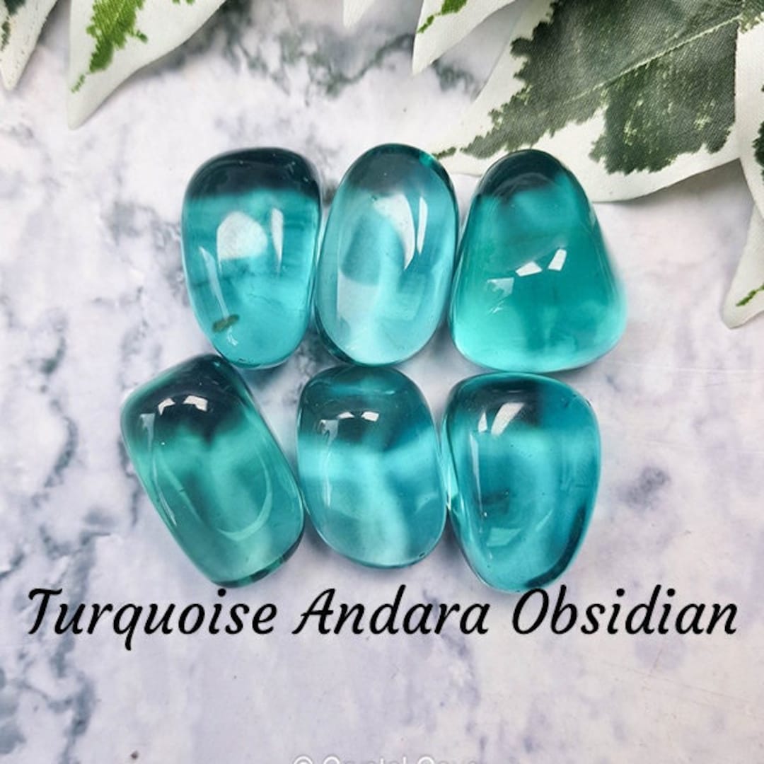 Turquoise Andara Obsidian Crystal / Tumbled Stone Gemstone Glass Sacred ...