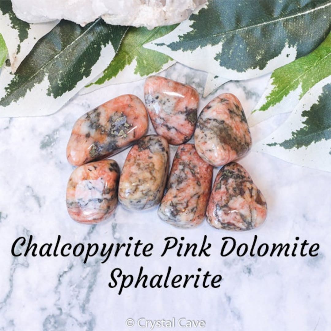 Chalcopyrite Pink Dolomite Sphalerite Crystal - Tumbled Stone Polished ...