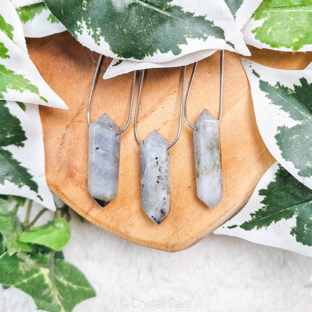 Labradorite Double Terminated Pendant Necklace - Silver Plated Ring ...