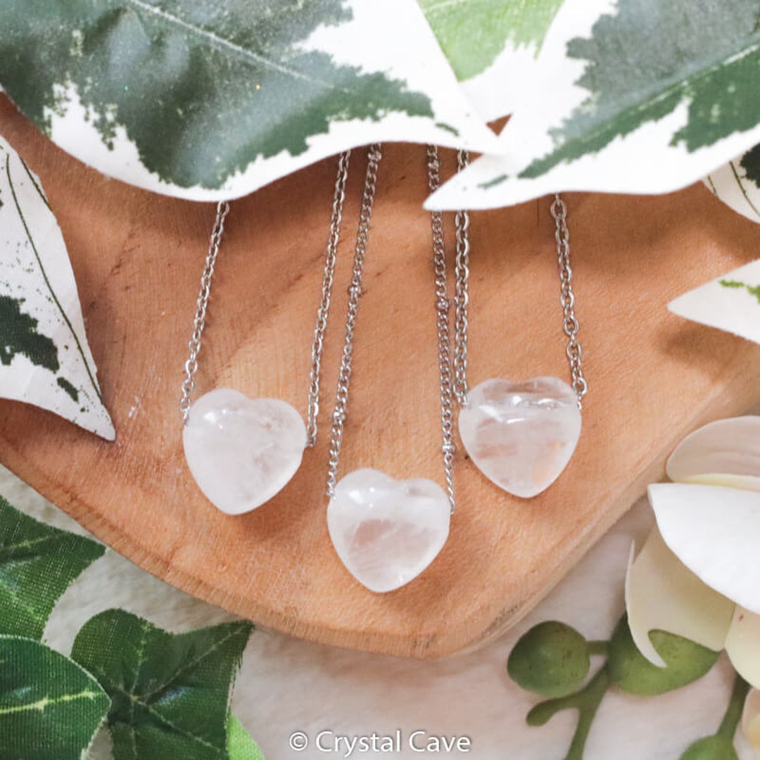 Rock Crystal Heart Pendant Crystal Necklace - Drilled Stone Jewelery ...
