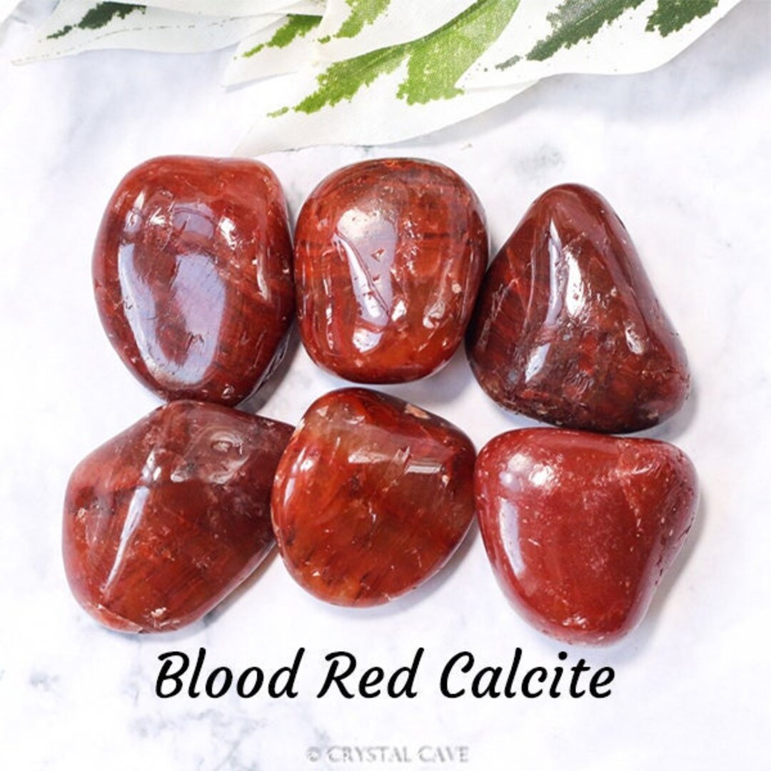 Blood Red Calcite Crystal - Tumbled Stone Polished Gemstone / Action ...