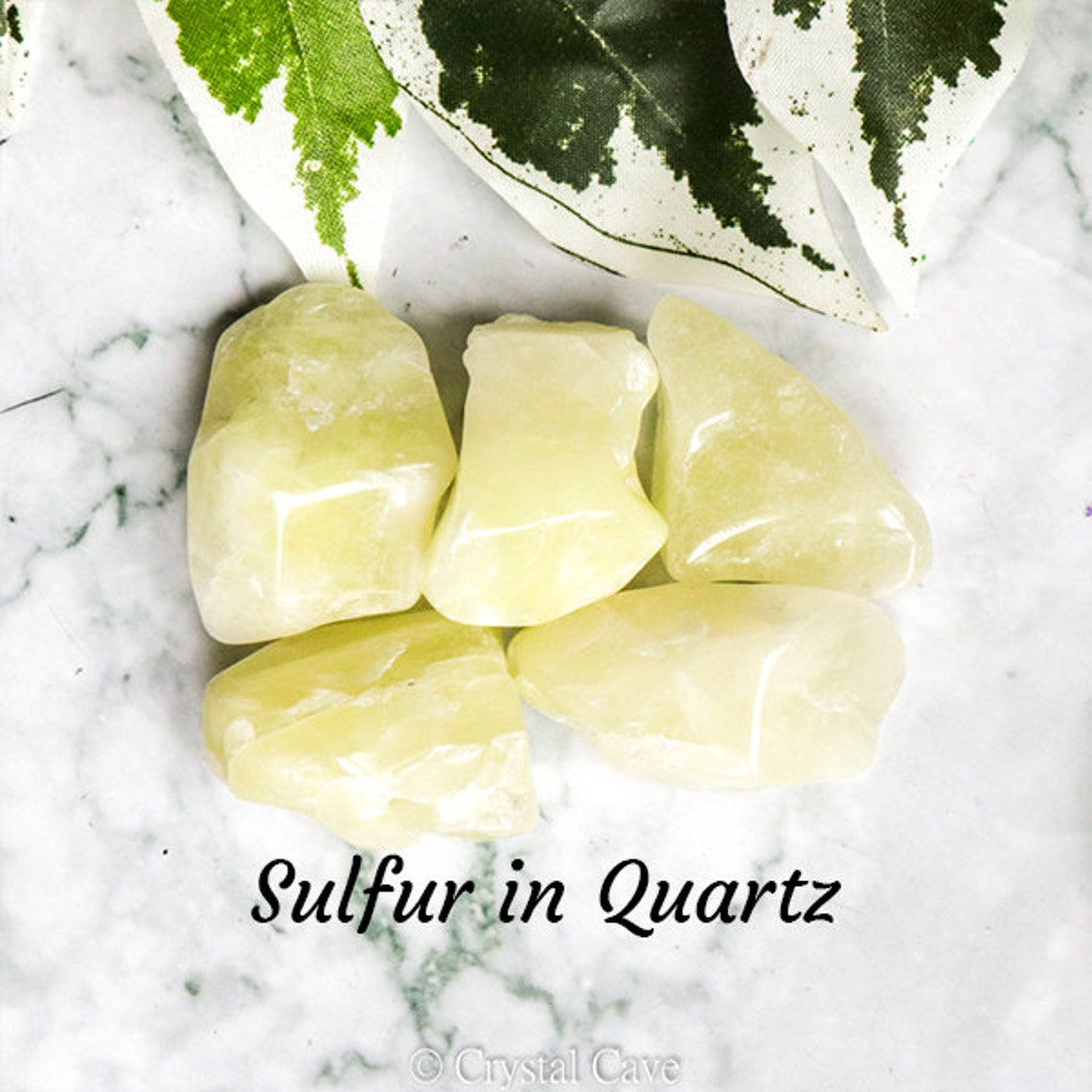 Sulfur in Quartz Crystal - Tumbled Stone - Polished Stone - Gemstone ...