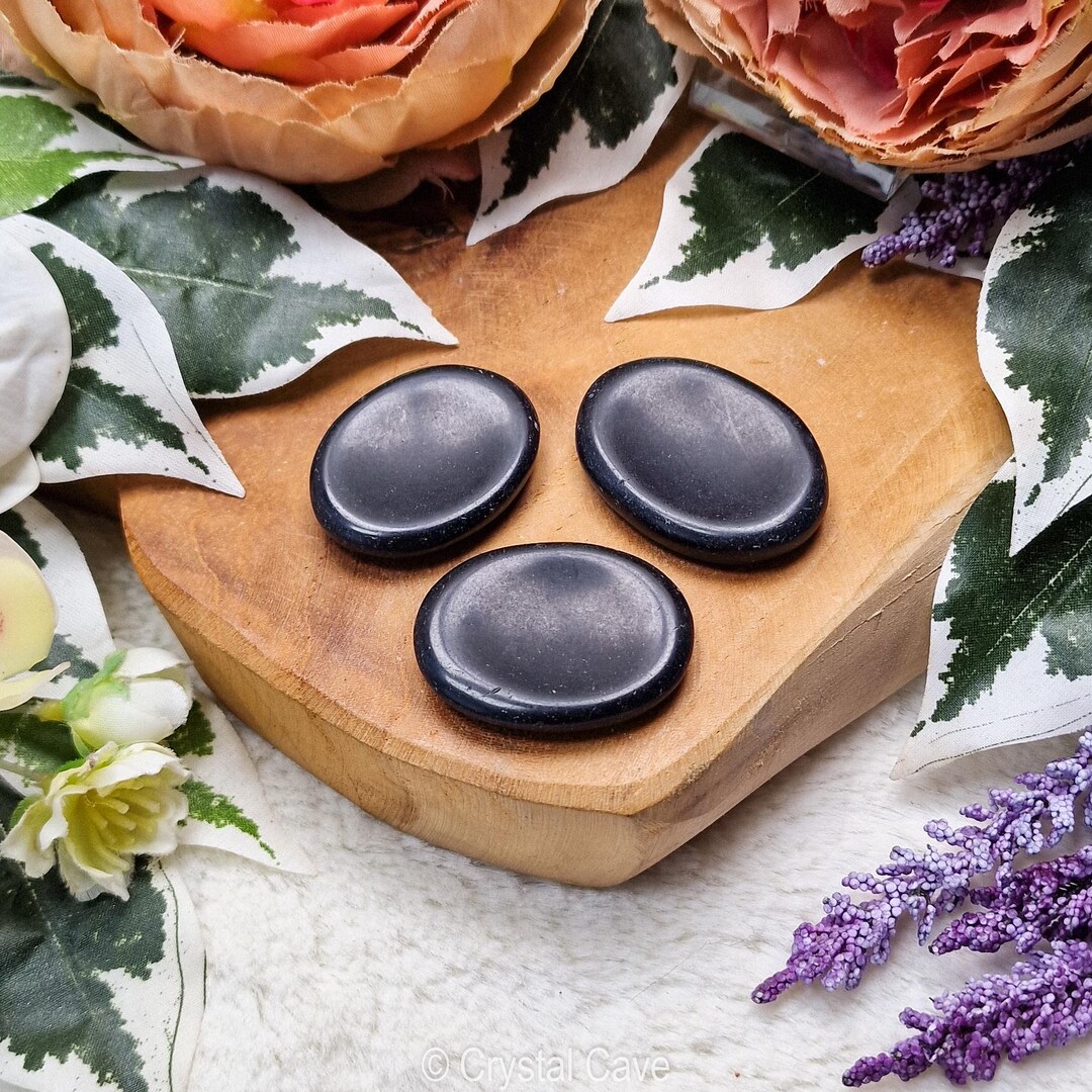 Black Azeztulite Worry Stone - Rock Crystal Smooth Pebble Gemstone ...