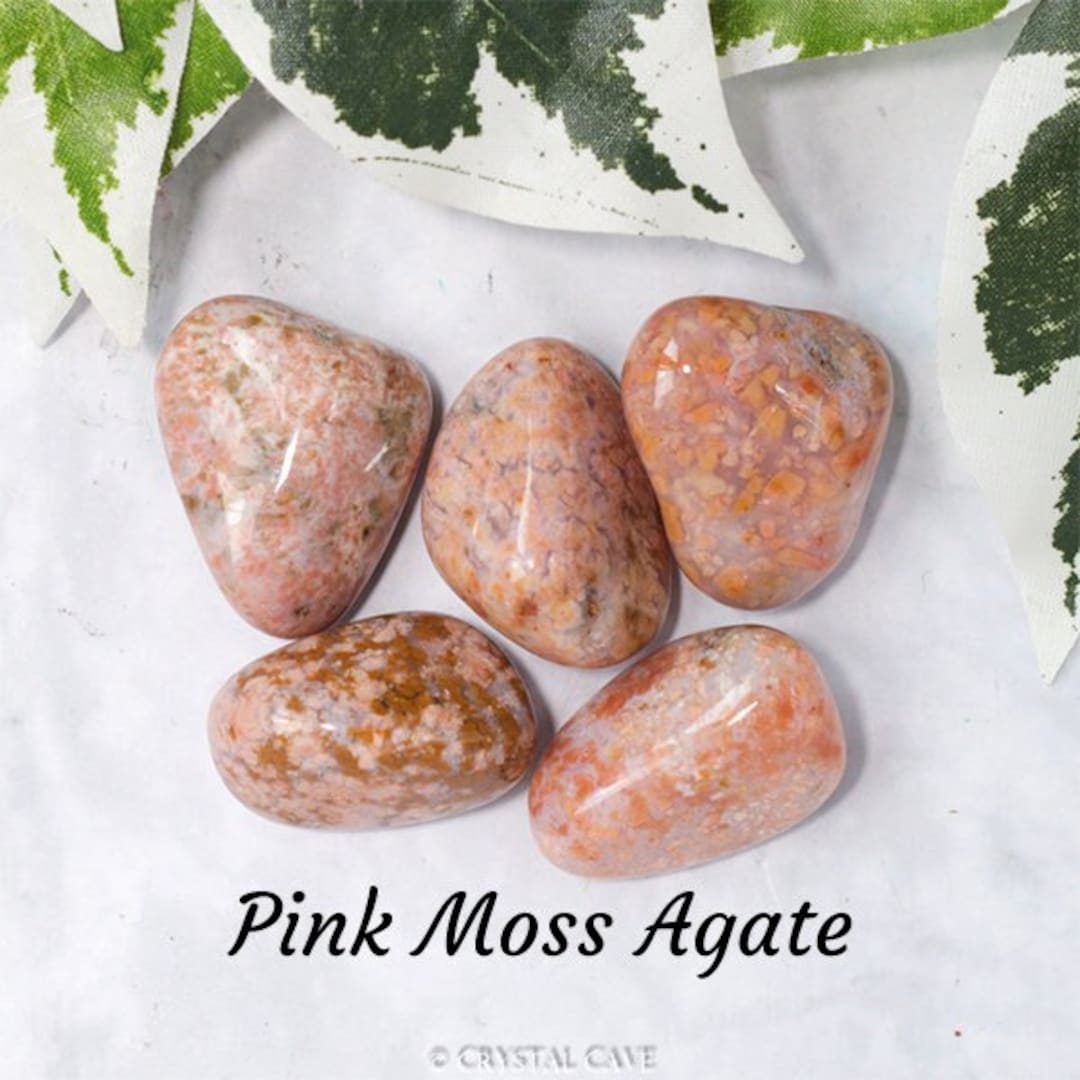 Pink Moss Agate Crystal Tumbled Stone Polished Gemstone / Recovery Love ...