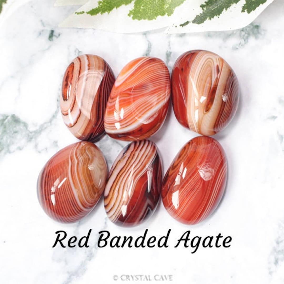 Red Banded Agate Crystal - Tumbled Stone Polished Gemstone / Rest ...
