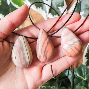 Australian Print Stone Necklace Pendant / Drilled Polished Crystal ...