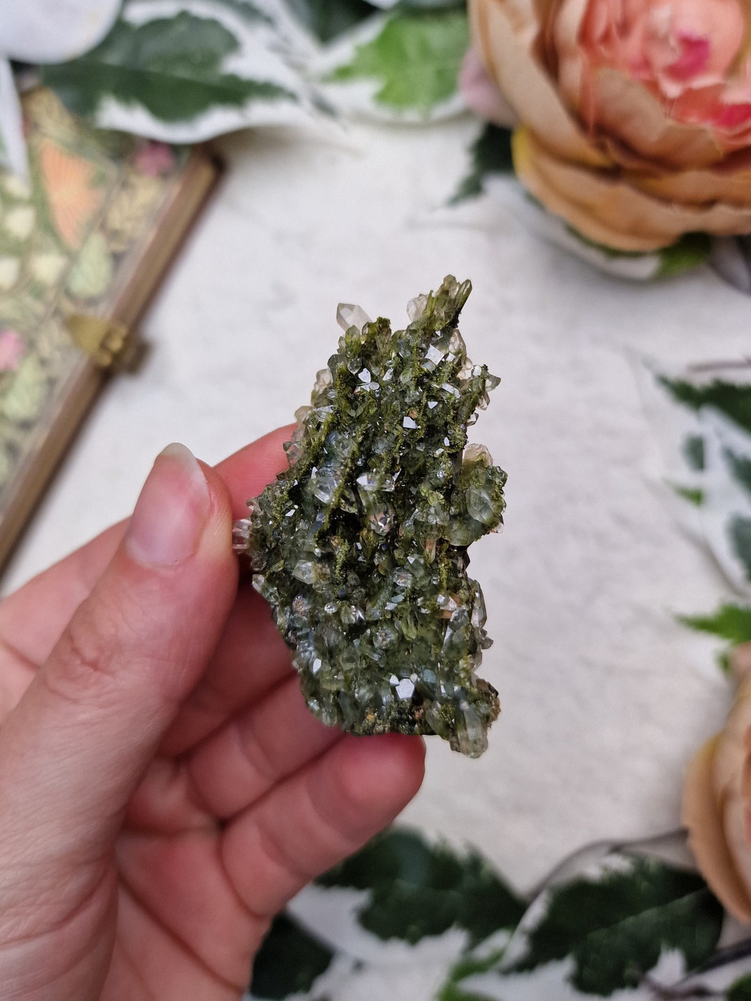 Forest Epidote Cluster Turkey / Adjustable Display Stand Geode Gemstone ...