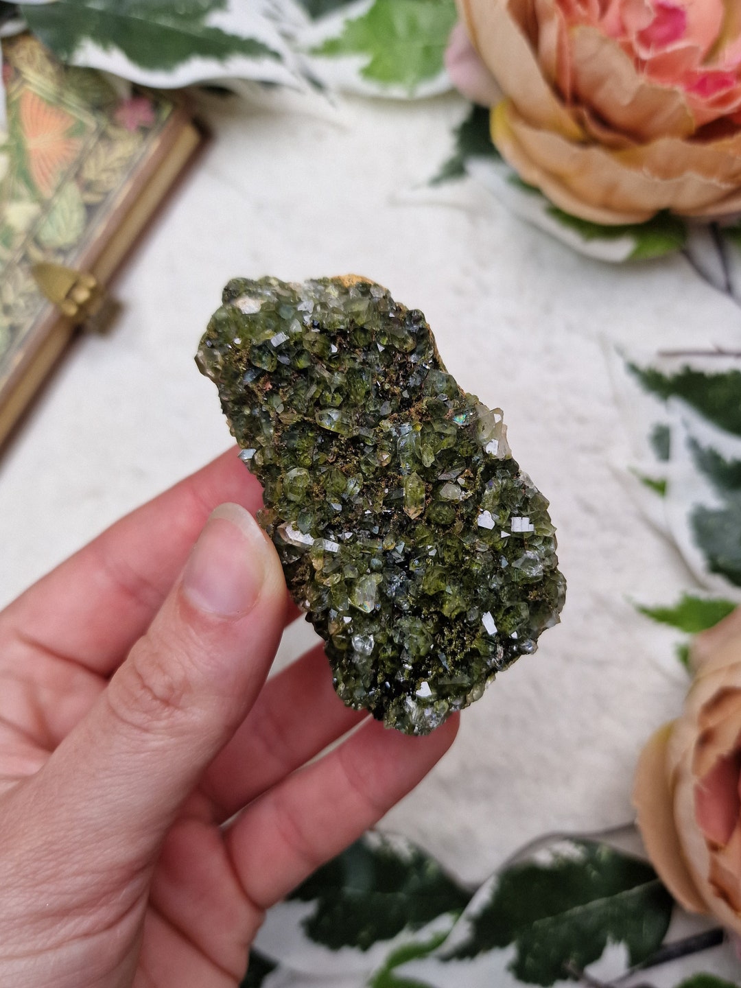 Forest Epidote Cluster Turkey / Adjustable Display Stand Geode Gemstone ...