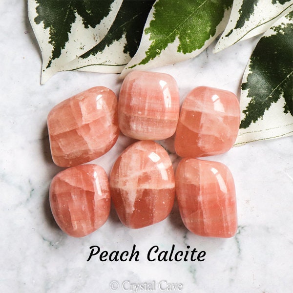 Peach Calcite Crystal Tumbled Stone Polished Stone - Etsy