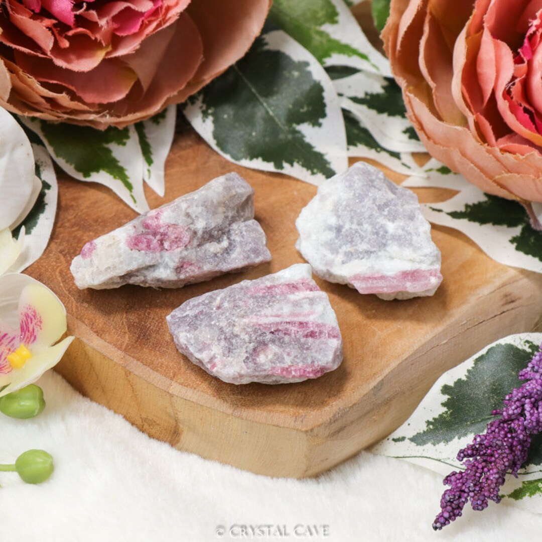 Raw Rubellite Lepidolite Crystal / Rough Natural Stone Lump Decoration ...