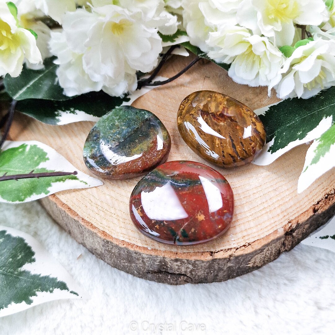 Red Lightning Agate Pocket Stone - Palm Stone Hand Stone Cabochon ...