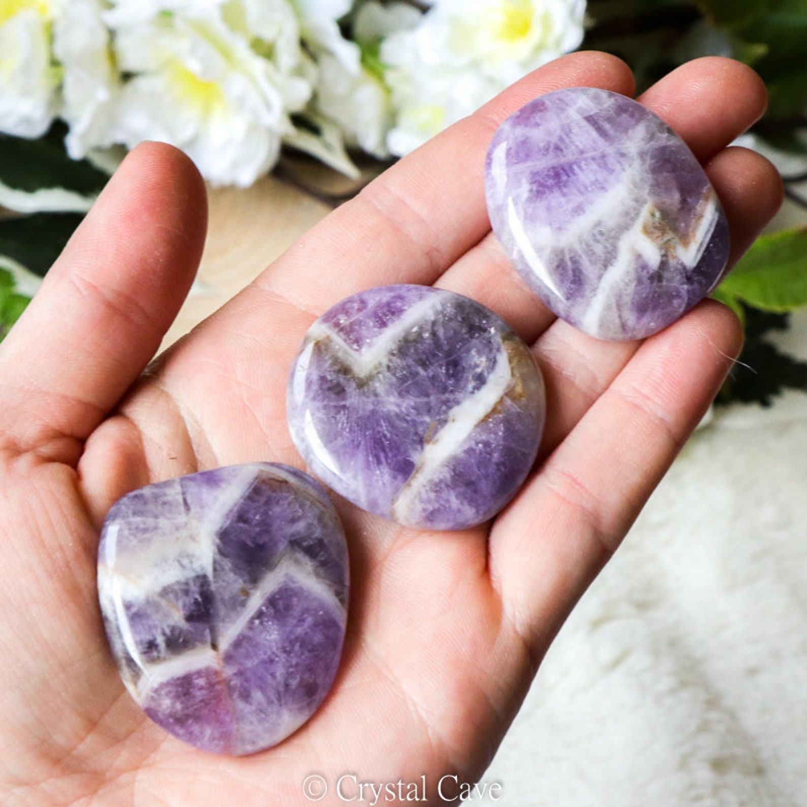 Amethyst Quartz Pocket Stone - Palm Stone / Flat Cuddle Stone ...