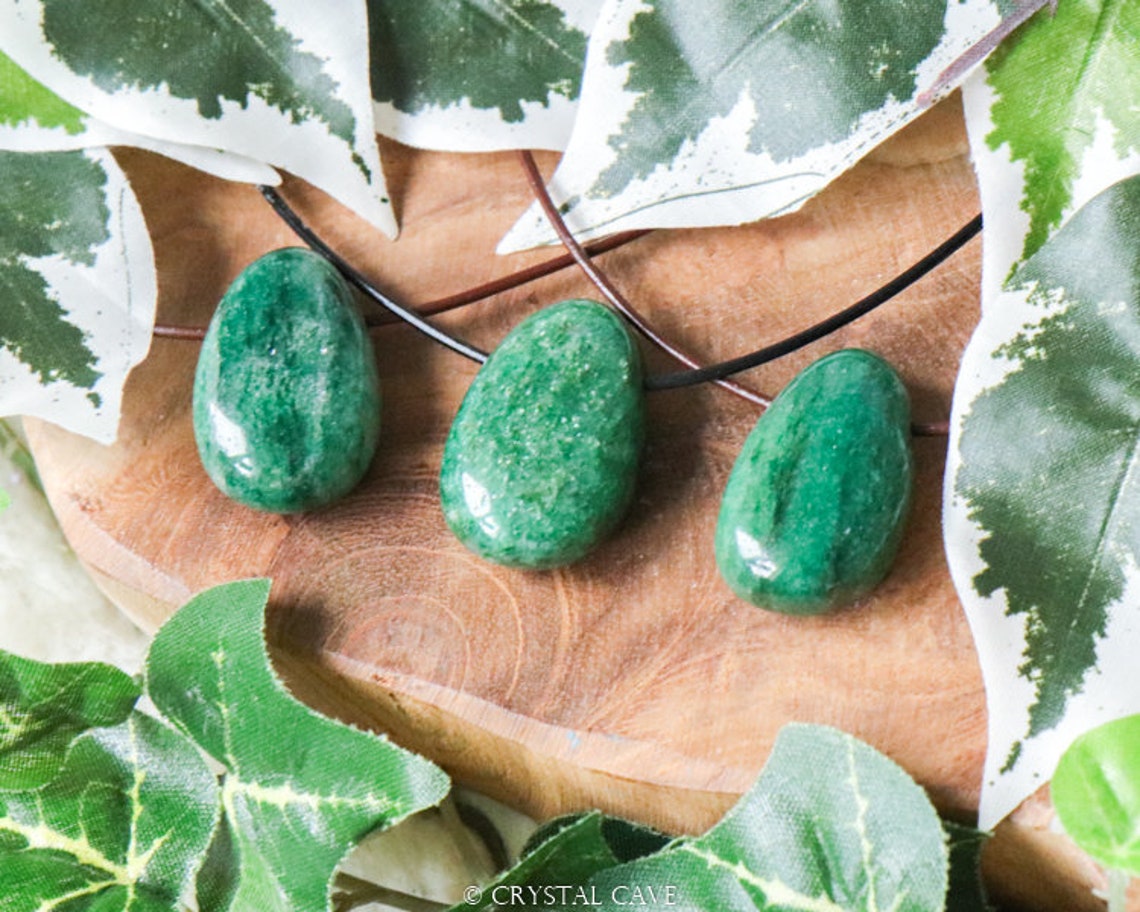 Fuchsite Necklace Pendant / Drilled Stone Polished Crystal Jewelry Oval ...