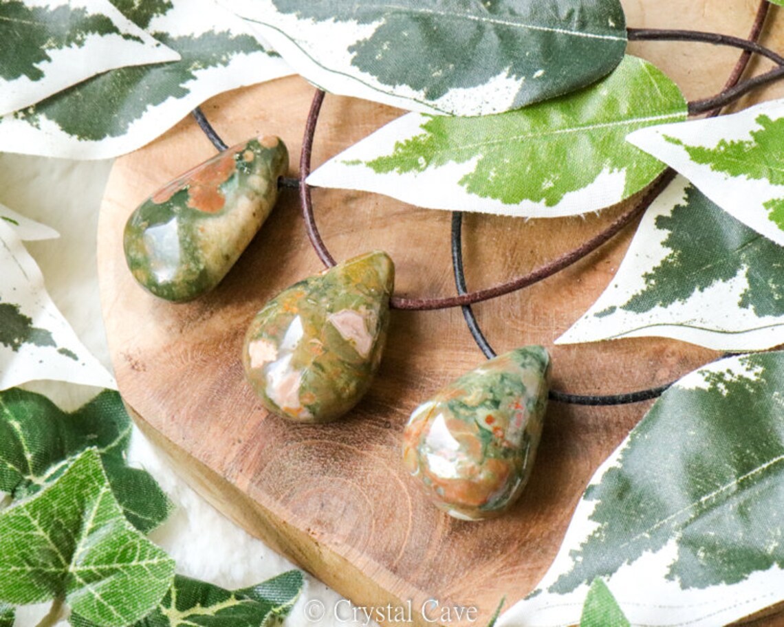 Rhyolite Necklace Pendant / Drilled Stone Polished Crystal Jewelry ...