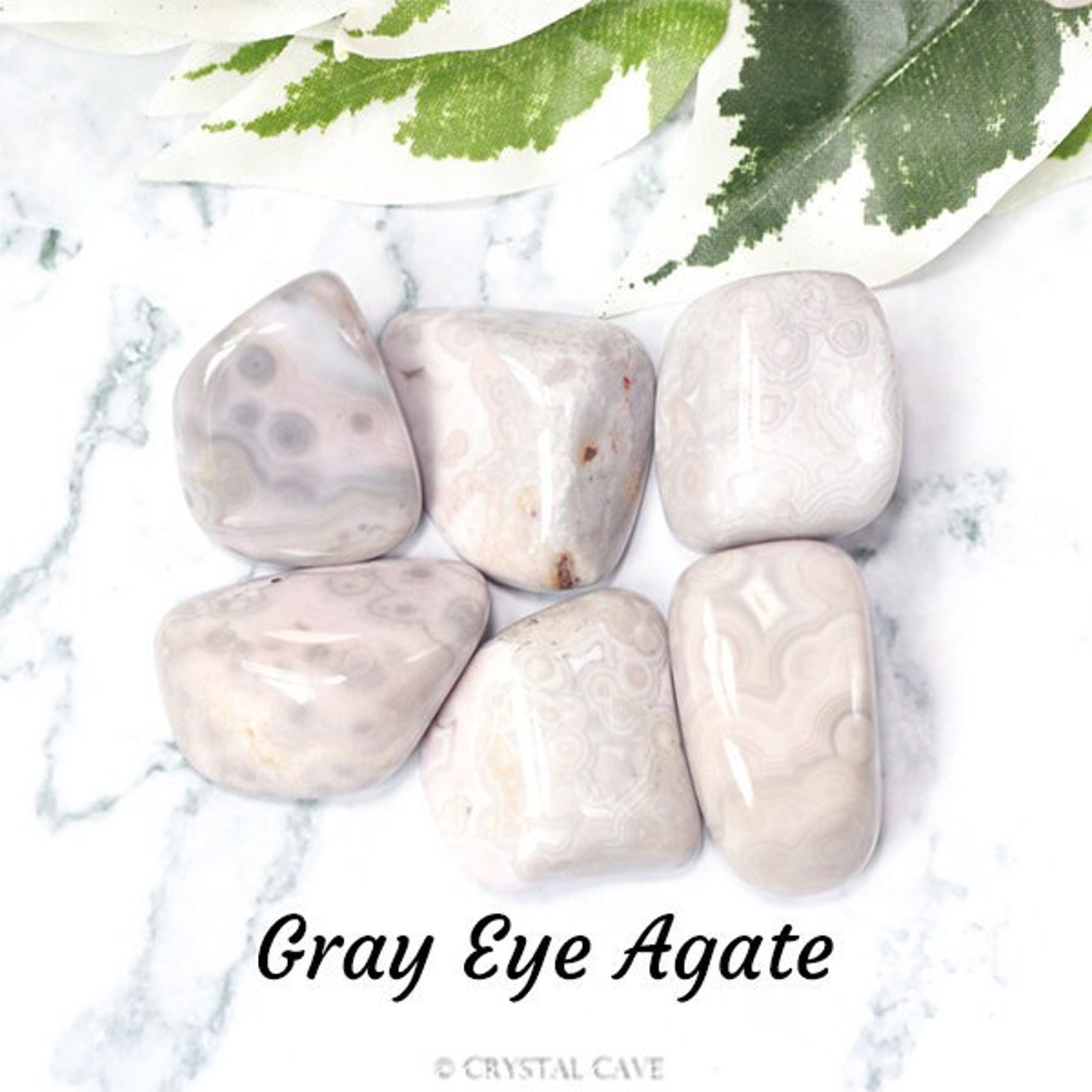 Gray Eye Agate Crystal - Tumbled Stone Polished Gemstone ...