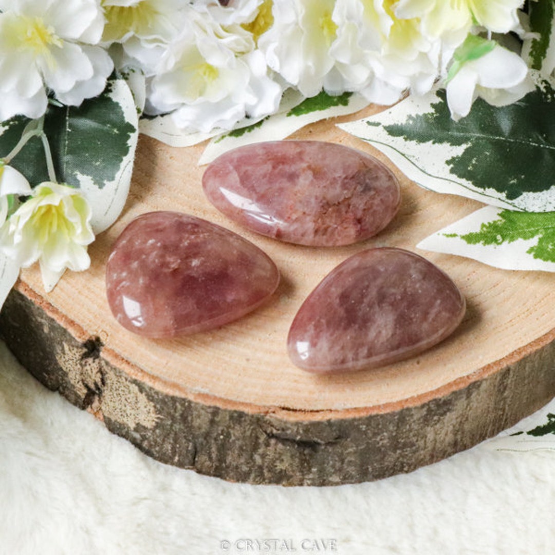 Strawberry Quartz Pocket Stone - Palm Stone - Hand Stone Cabochon ...