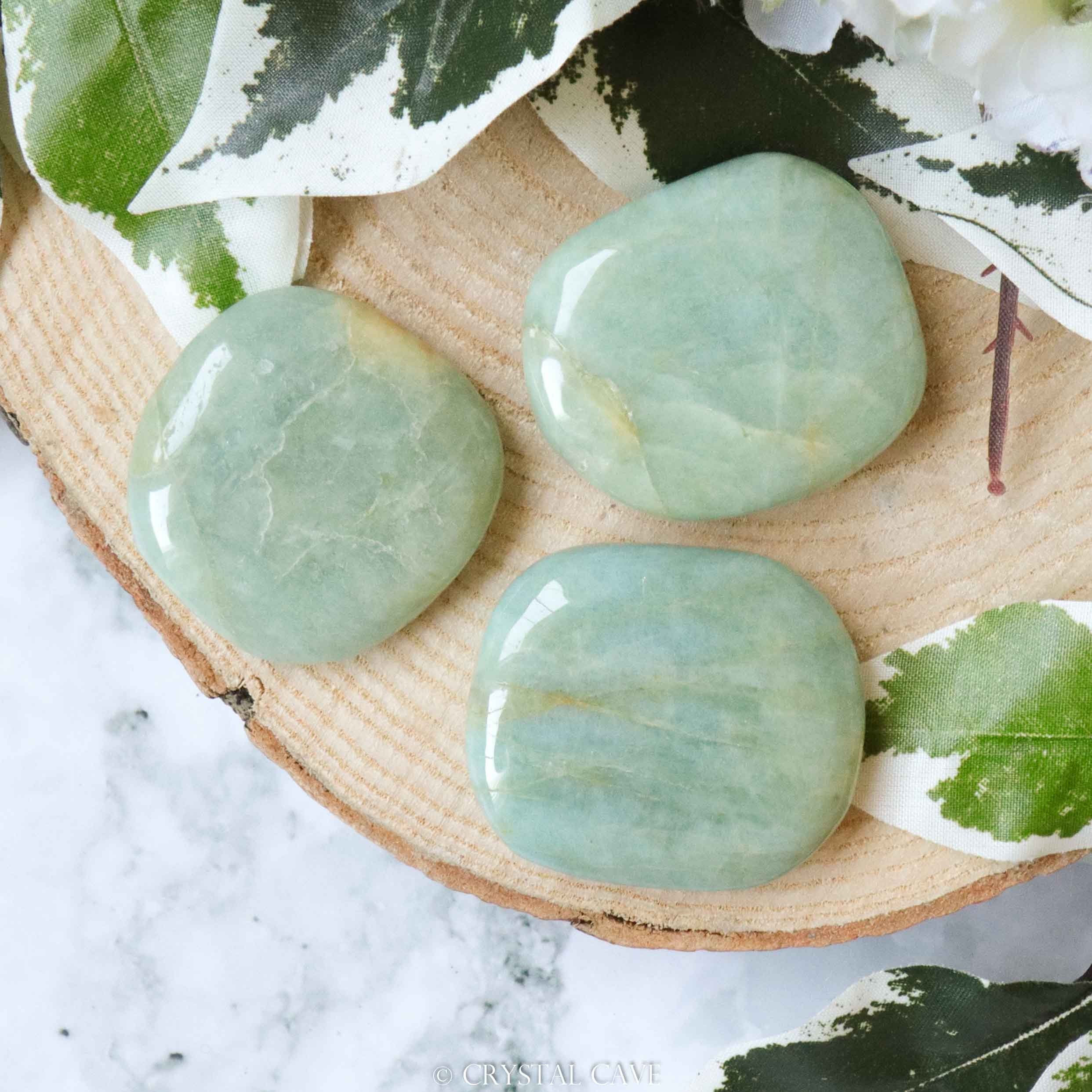 Aquamarine Pocket Stone - Palm Stone - Hand Stone Cabochon Natural ...