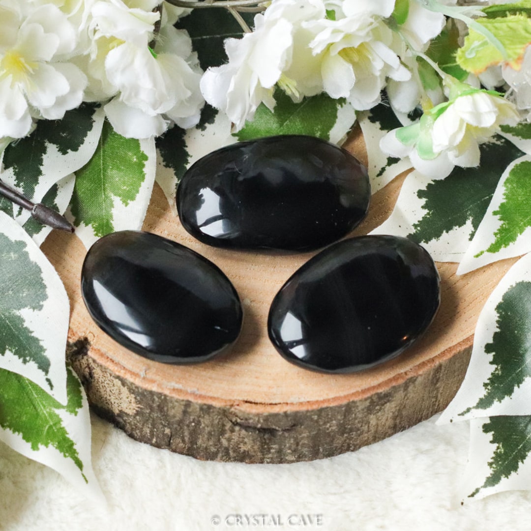 Midnight Lace Obsidian Pocket Stone - Palm Stone Hand Stone Cabochon ...