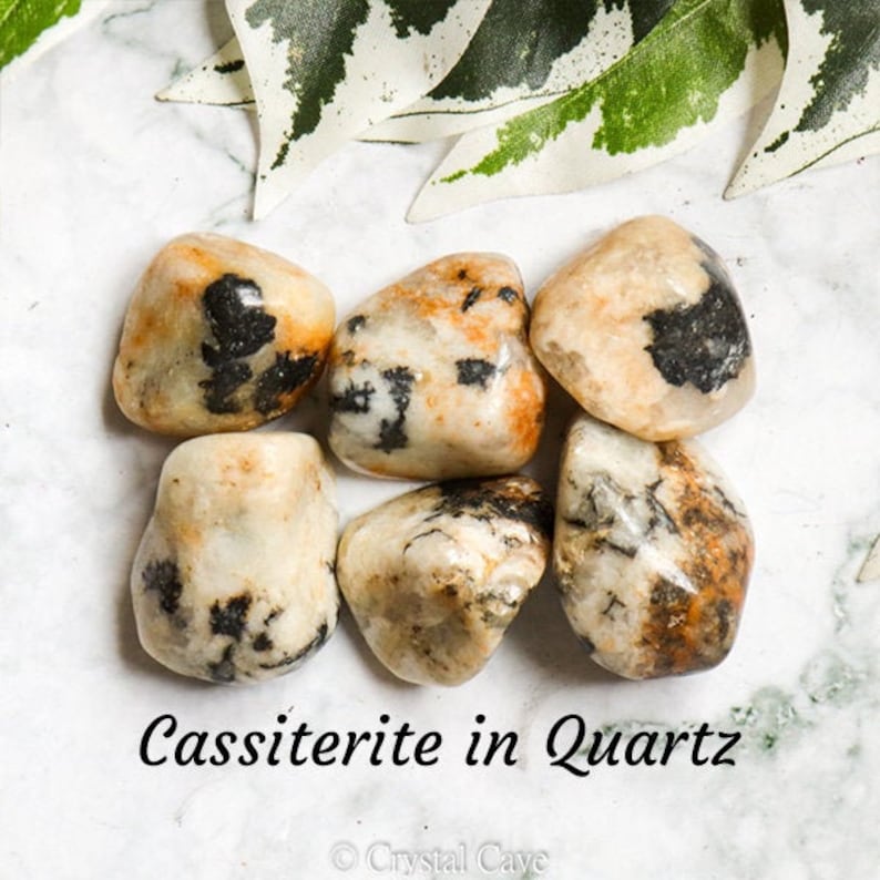 Cassiterite in Quartz Crystal - Tumbled Stone - Polished Stone ...