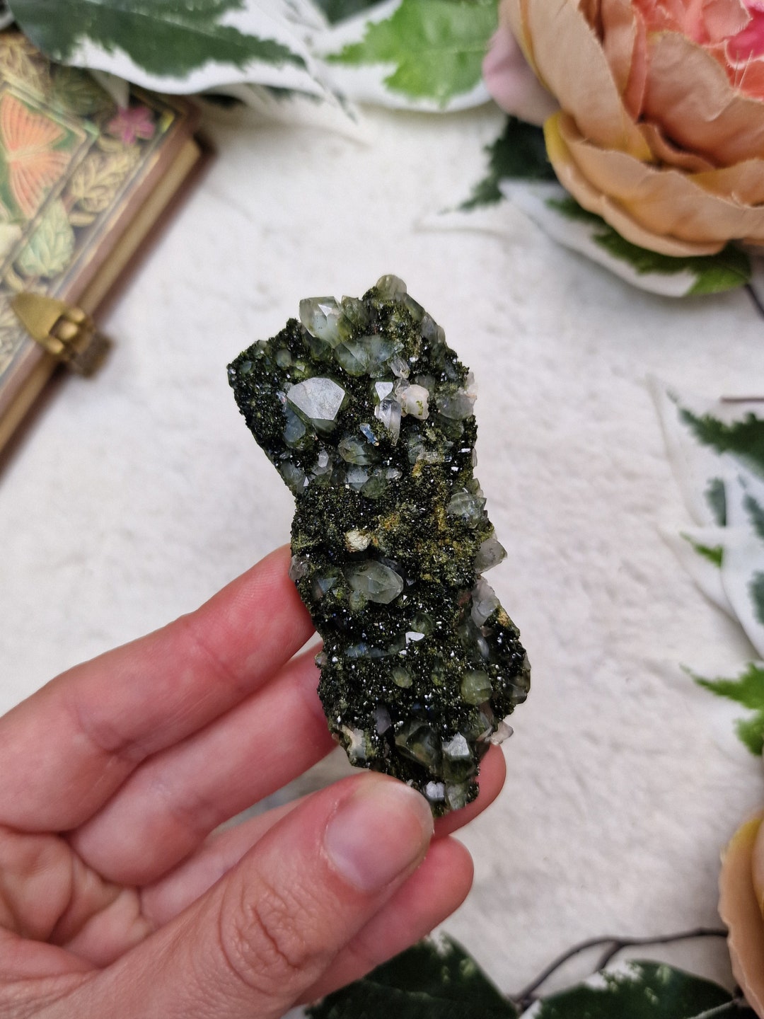 Forest Epidote Cluster Turkey / Adjustable Display Stand Geode Gemstone ...
