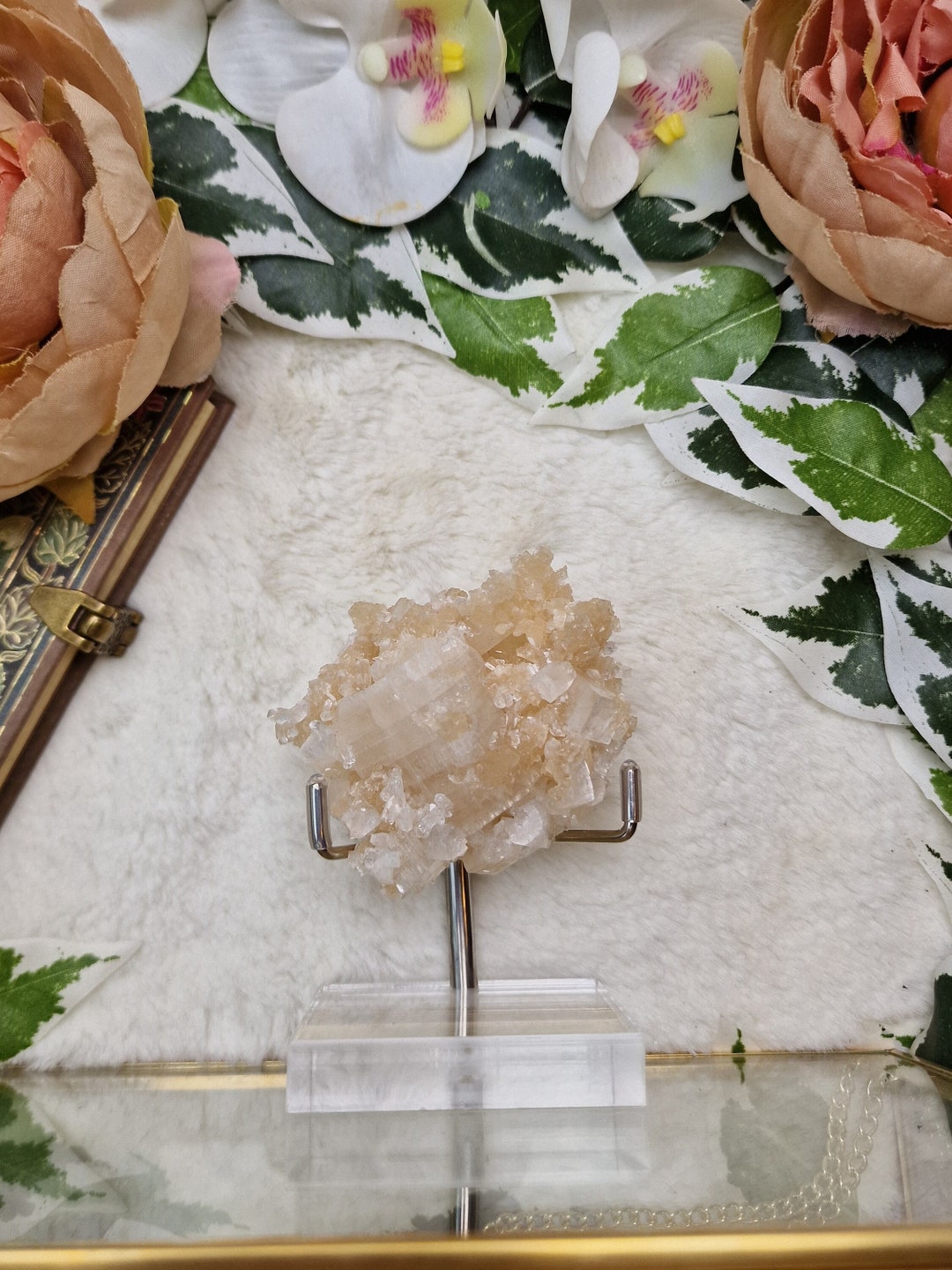 Stilbite Apophyllite Cluster India / Adjustable Display Stand Geode ...