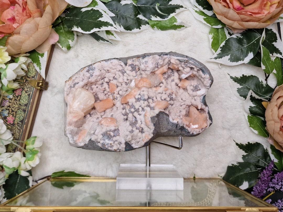Stilbite Apophyllite Cluster India / Adjustable Display Stand Geode ...