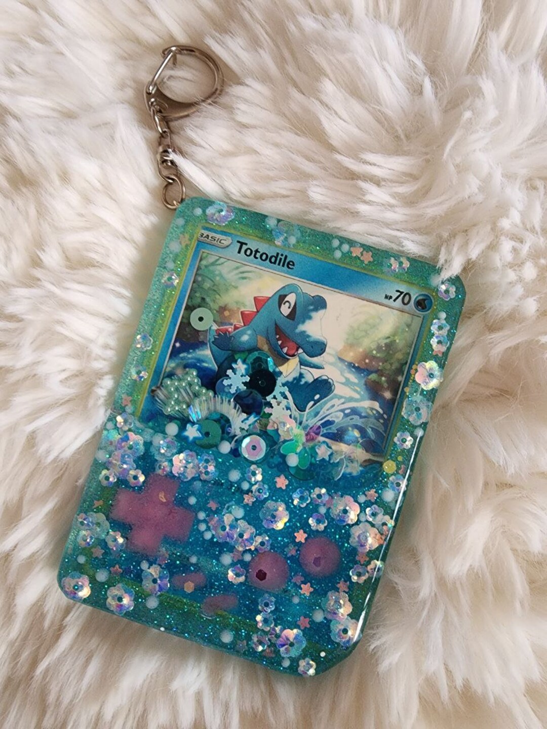 Pokemon Resin Shaker Charm Keychain Card Totodile - Etsy