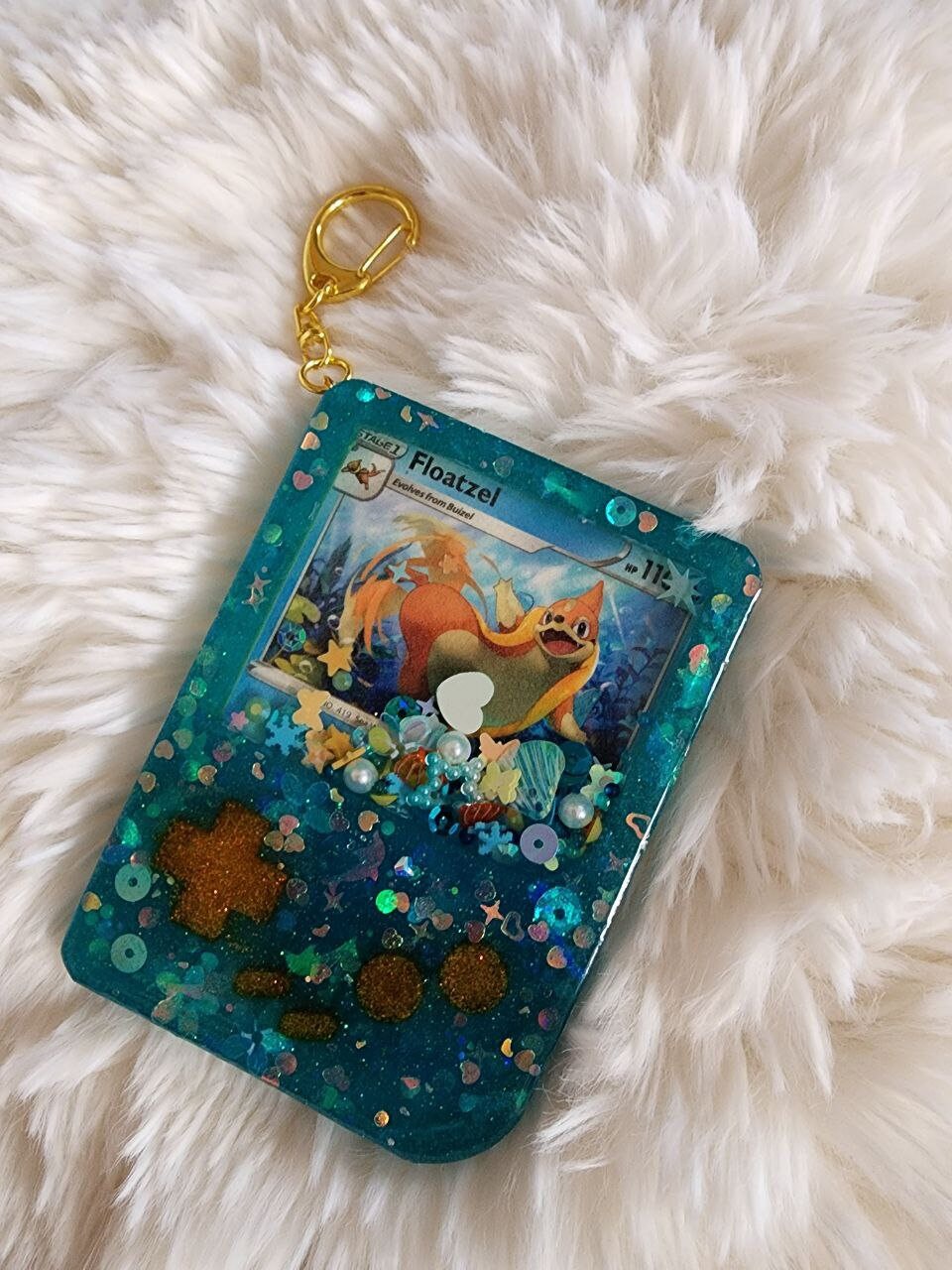 Pokemon Resin Shaker Charm Keychain Card Floatzel - Etsy