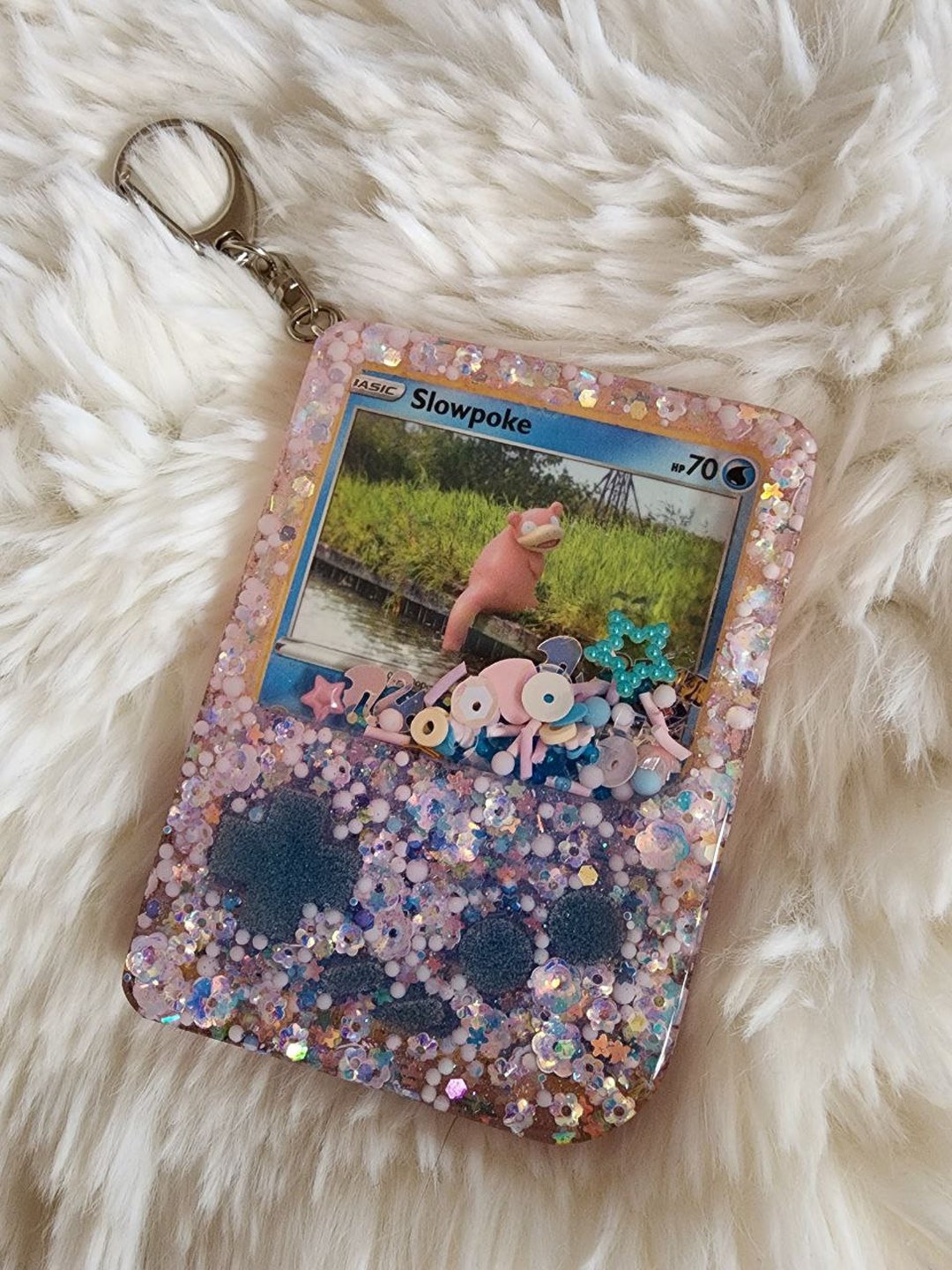 Pokemon Resin Shaker Charm Keychain Card Slowpoke - Etsy