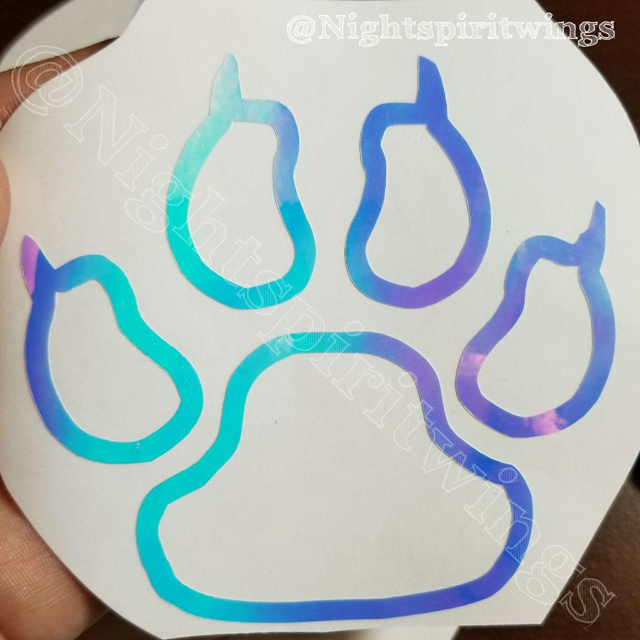 Paw Decal Furry Holographic Colorful Pawprint - Etsy