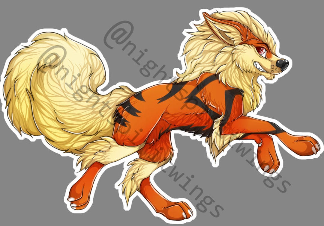 Arcanine Pokemon Furry Vinyl Sticker - Etsy