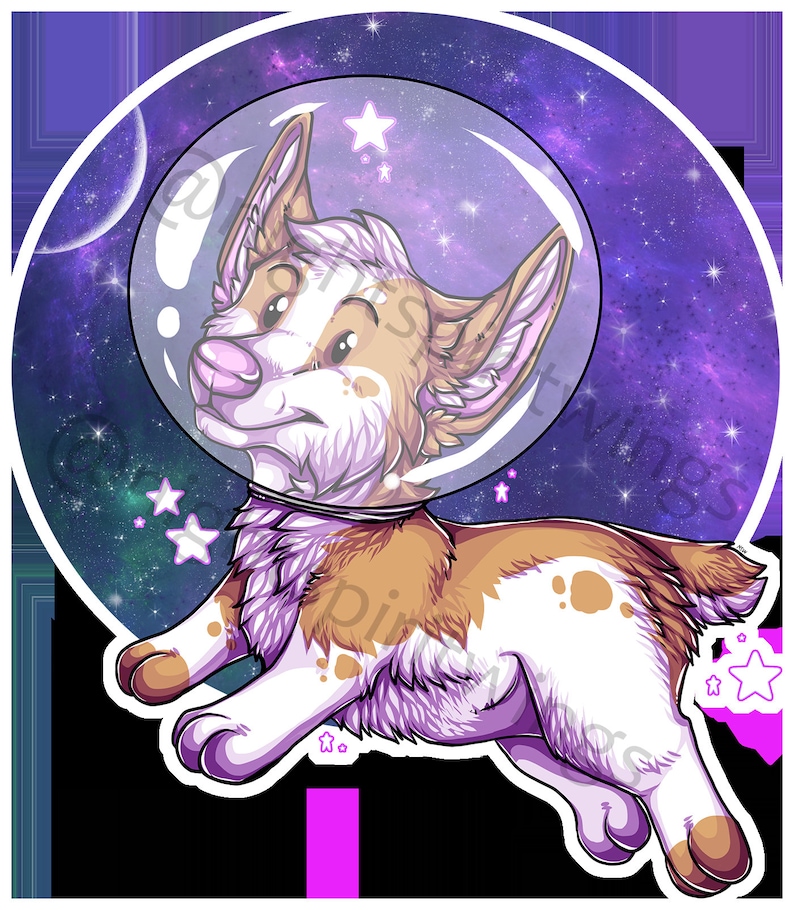 Space Corgi Furry Animal Vinyl Sticker - Etsy