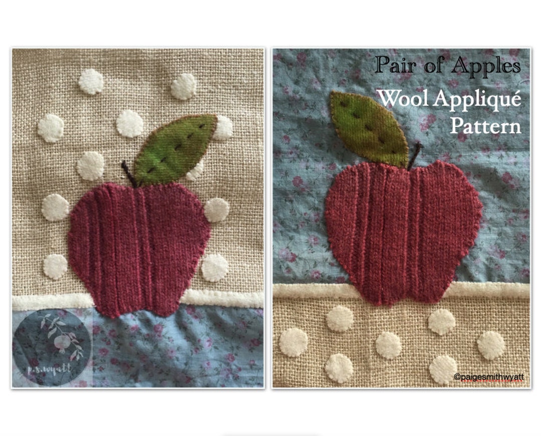 DIGITAL PATTERN PDF Wool Appliqué and Embroidery Pair of Apples - Etsy
