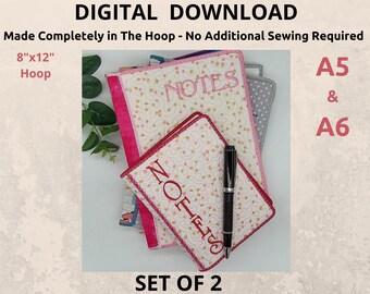 ITH A6 and A5 Set Notebook Cover Machine Embroidery File 8x12 ...