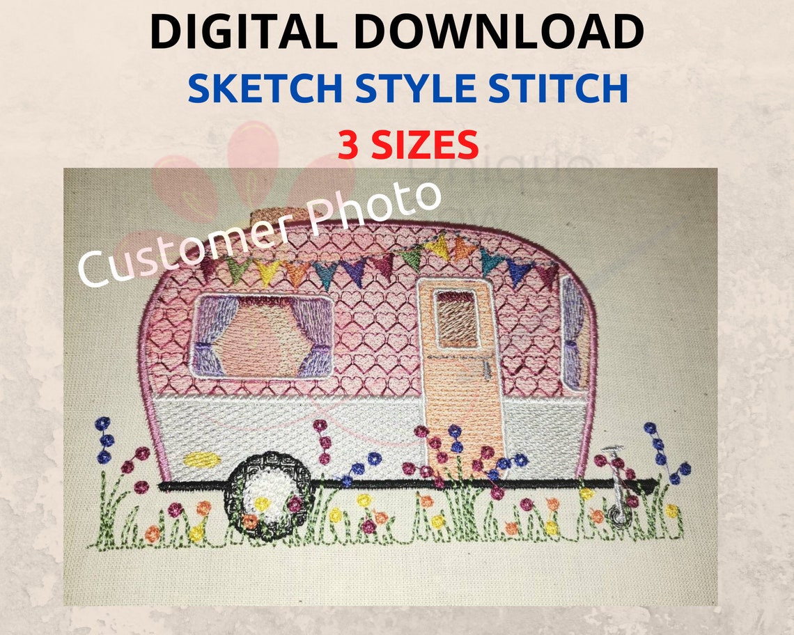 Sketch Caravan Machine Embroidery Design Set Embroidery - Etsy