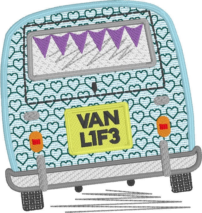 Sketch Camper Van Machine Embroidery Design Set Embroidery | Etsy