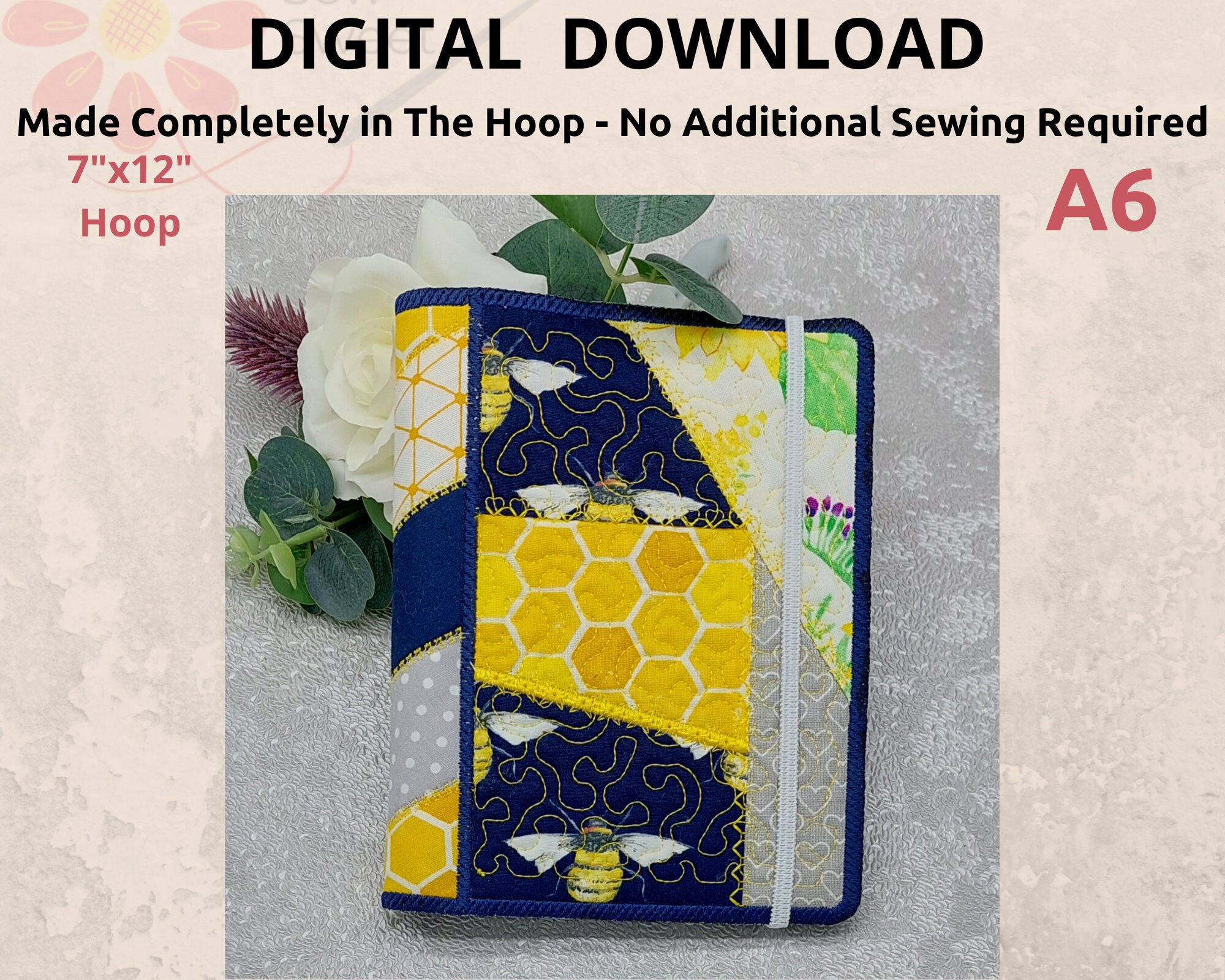 Notebook Cover A6 ITH Machine Embroidery Notebook Cover | Etsy