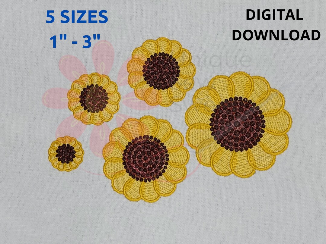 Sunflower Embroidery Designs for Machine, Sunflower Embroidery File ...