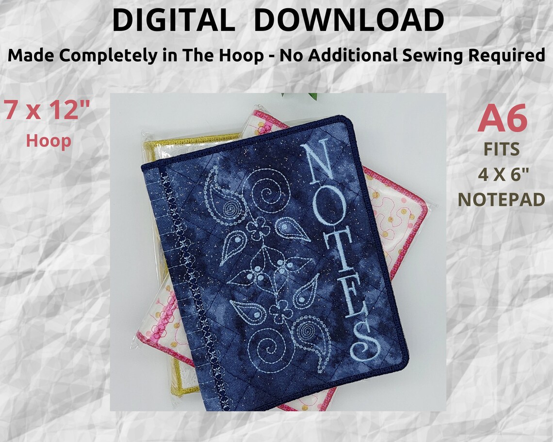 Notebook Cover A6 ITH Machine Embroidery Notebook Cover - Etsy