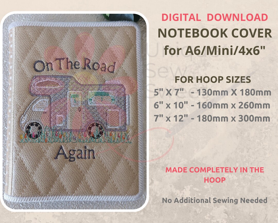 ITH A6 Mini 4x6 Notebook Cover, Machine Embroidery Motorhome, RV Gift ...