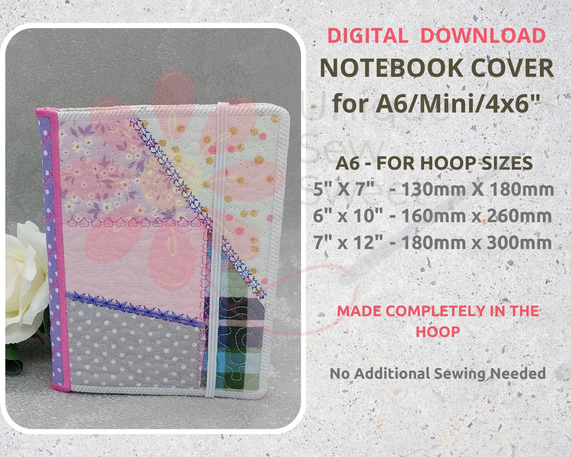 Notebook Cover A6 ITH Machine Embroidery Notebook Cover - Etsy