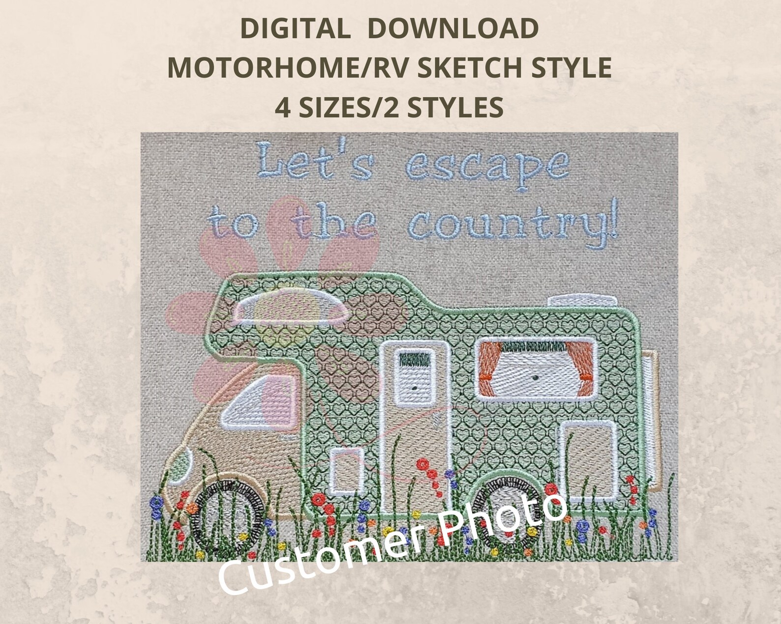 Motorhome RV Machine Sketch Embroidery Design Set, Embroidery Machine ...